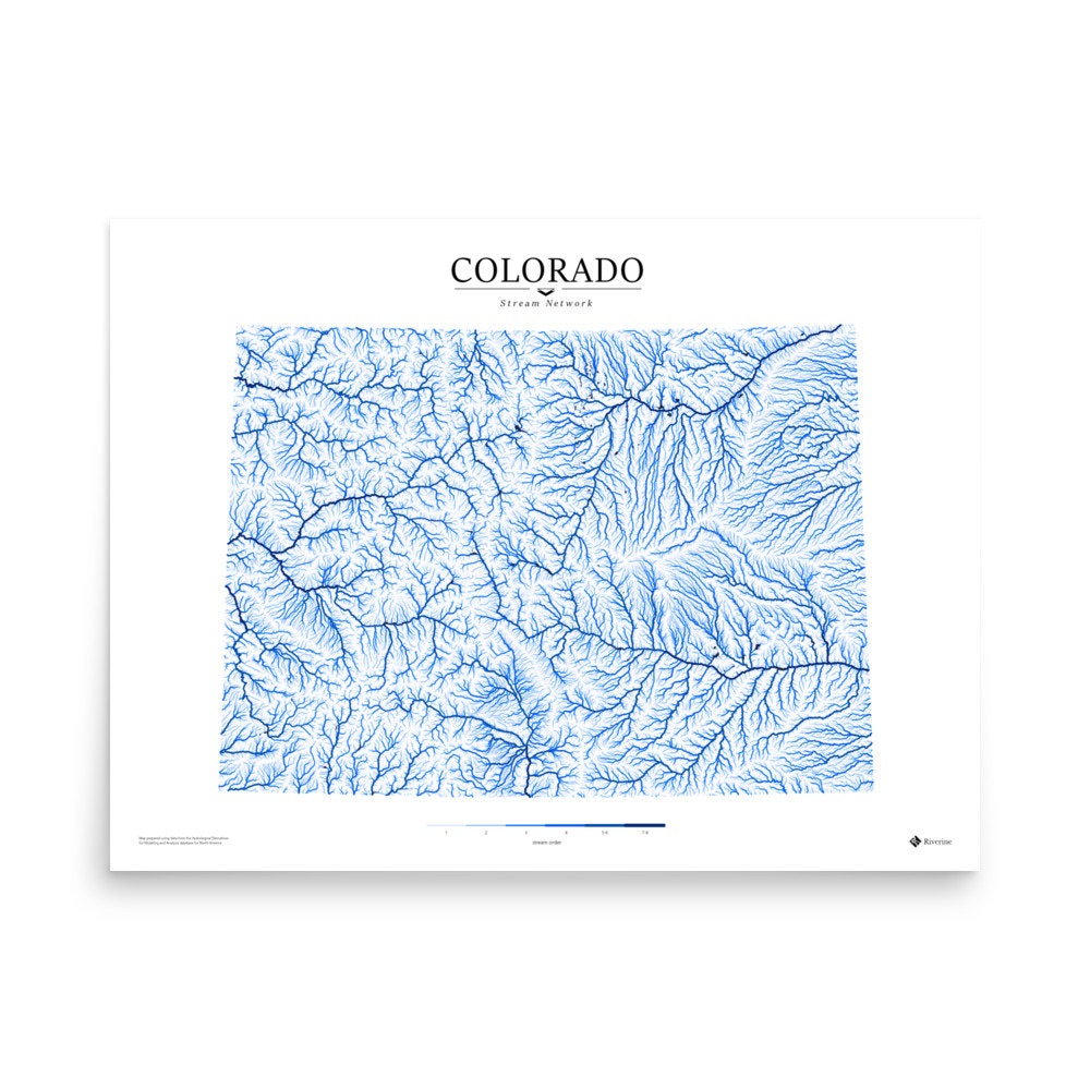 Colorado Hydrological Map Poster - Etsy