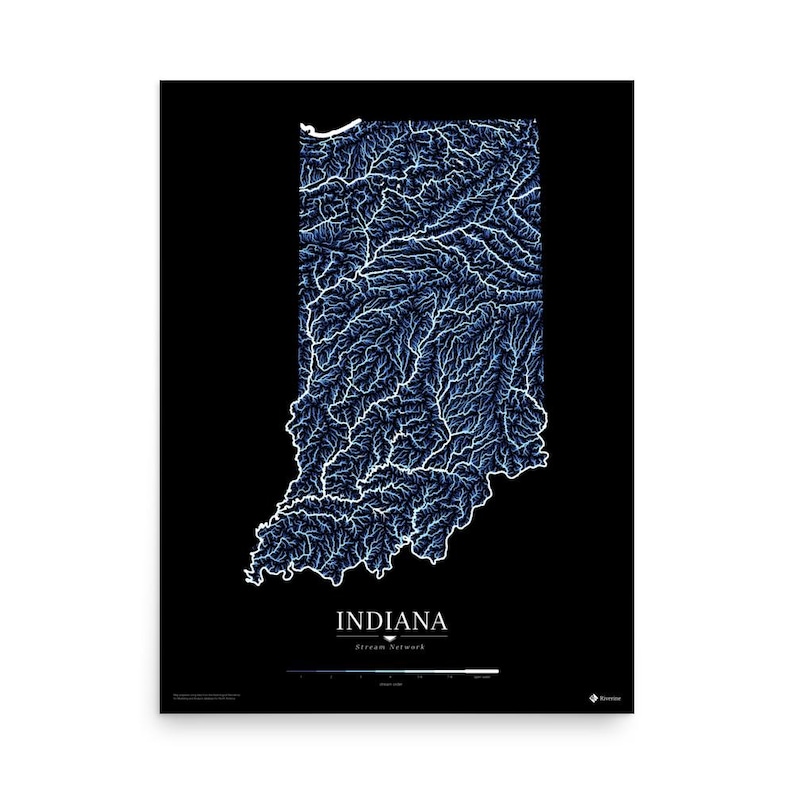 Indiana Hydrological Map Poster - Etsy