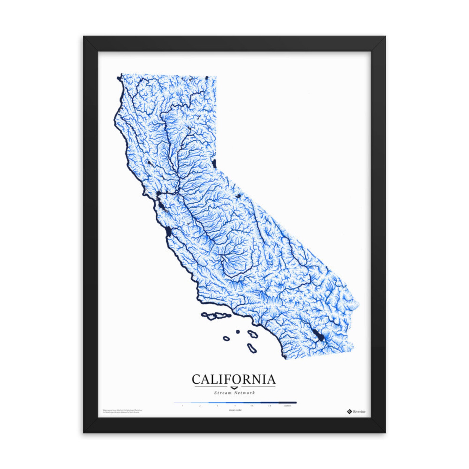 California Hydrological Map Poster - Etsy