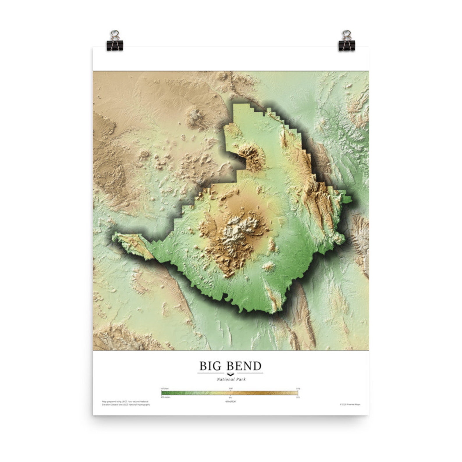 Big Bend National Park Elevation Map Poster Print - Etsy