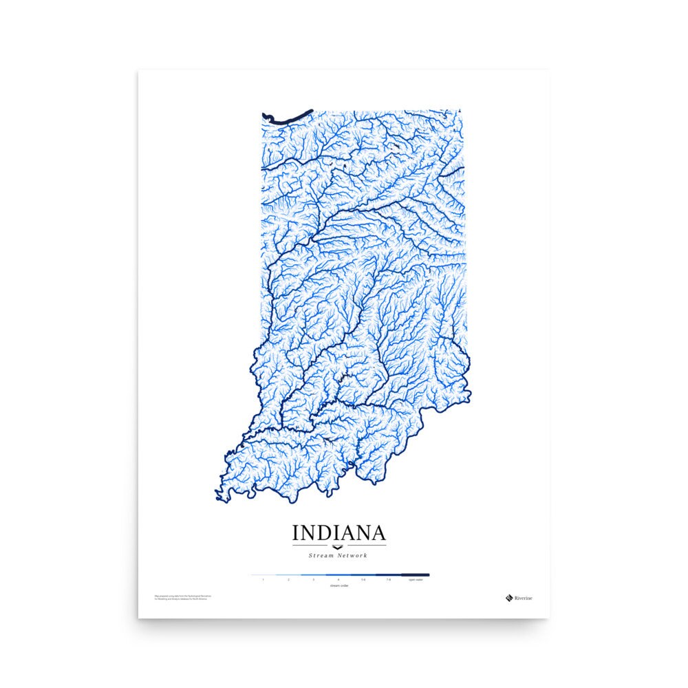 Indiana Hydrological Map Poster - Etsy