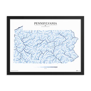 Pennsylvania Hydrological Map Poster - Etsy