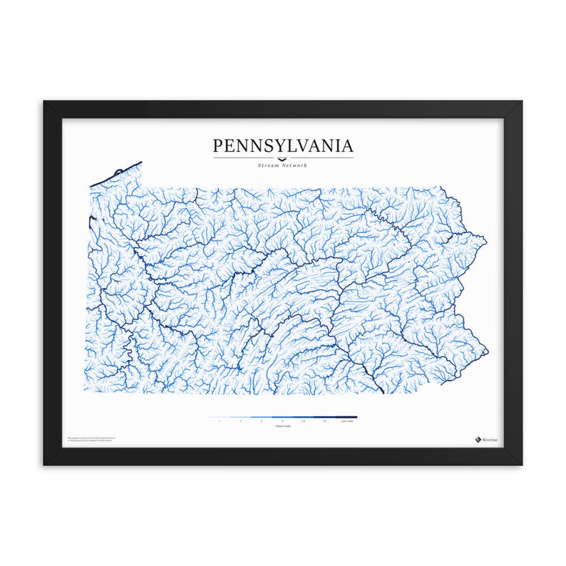 Pennsylvania Hydrological Map Poster - Etsy