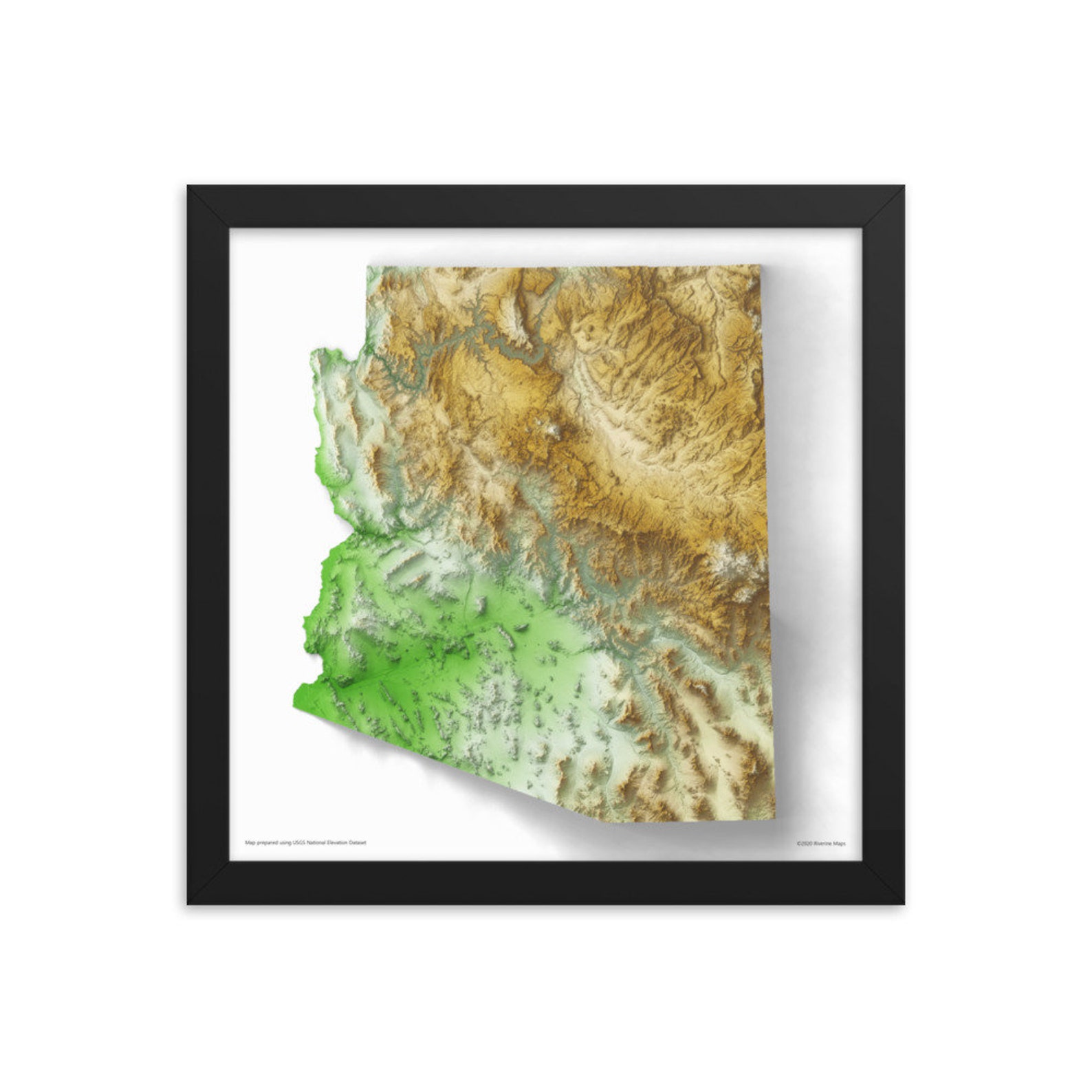 Arizona Elevation Map Poster | Etsy