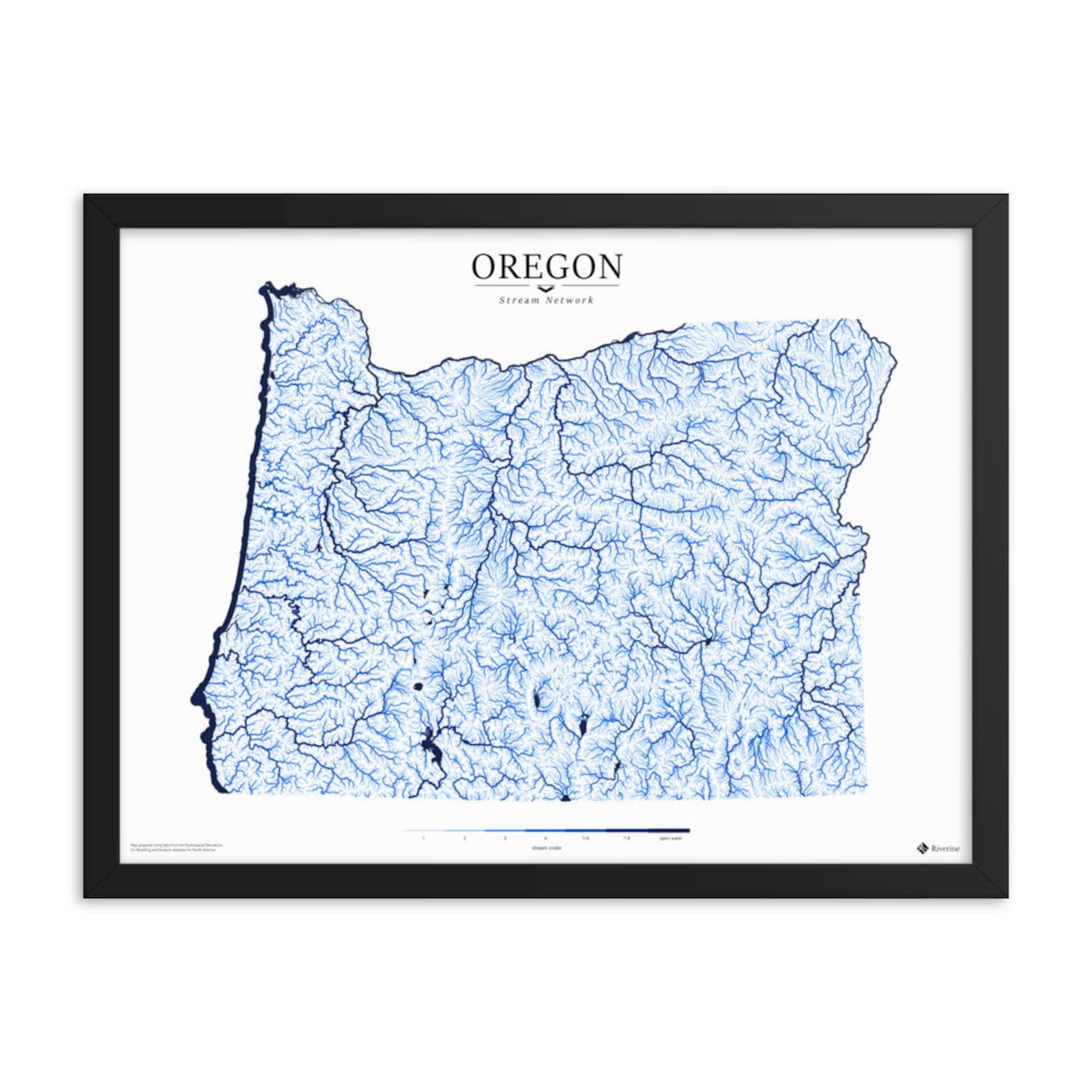 Oregon Hydrological Map Poster - Etsy