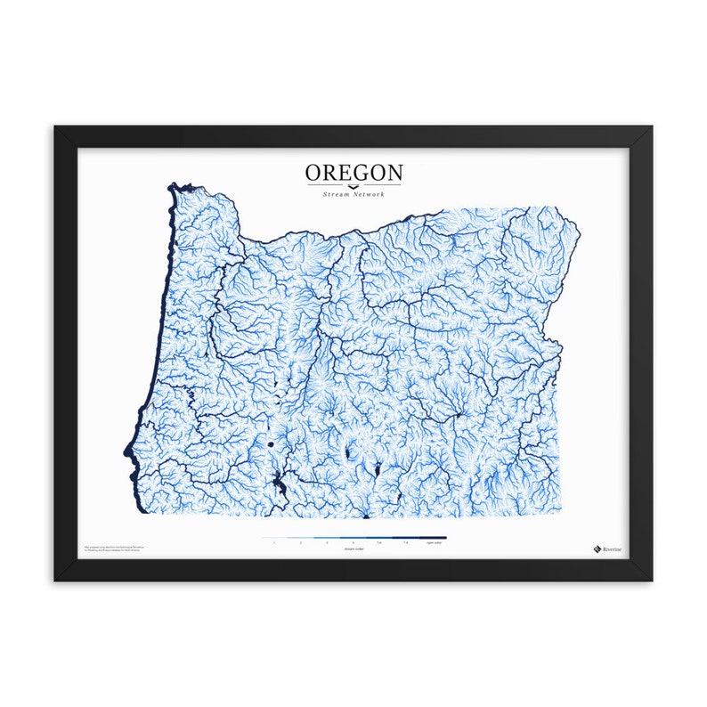 Oregon Hydrological Map Poster - Etsy