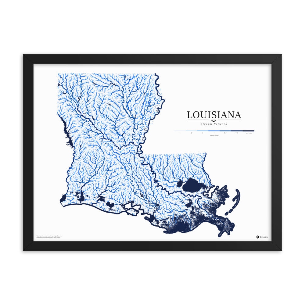 Louisiana Hydrological Map Poster - Etsy