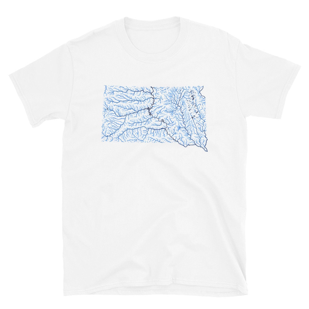 South Dakota Hydrological Map Short-sleeve T-shirt - Etsy