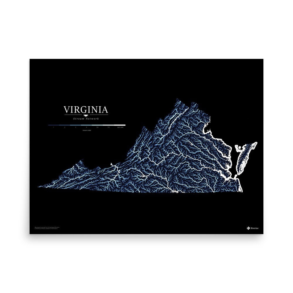 Virginia Hydrological Map Poster - Etsy