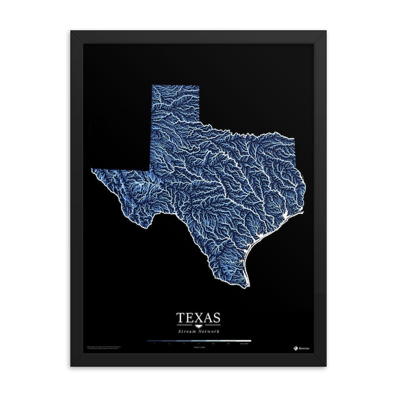 Texas Hydrological Map Poster - Etsy