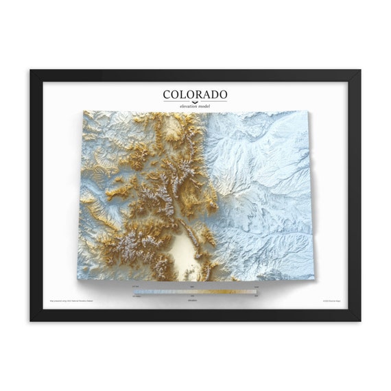 Colorado Elevation Map Poster | Etsy