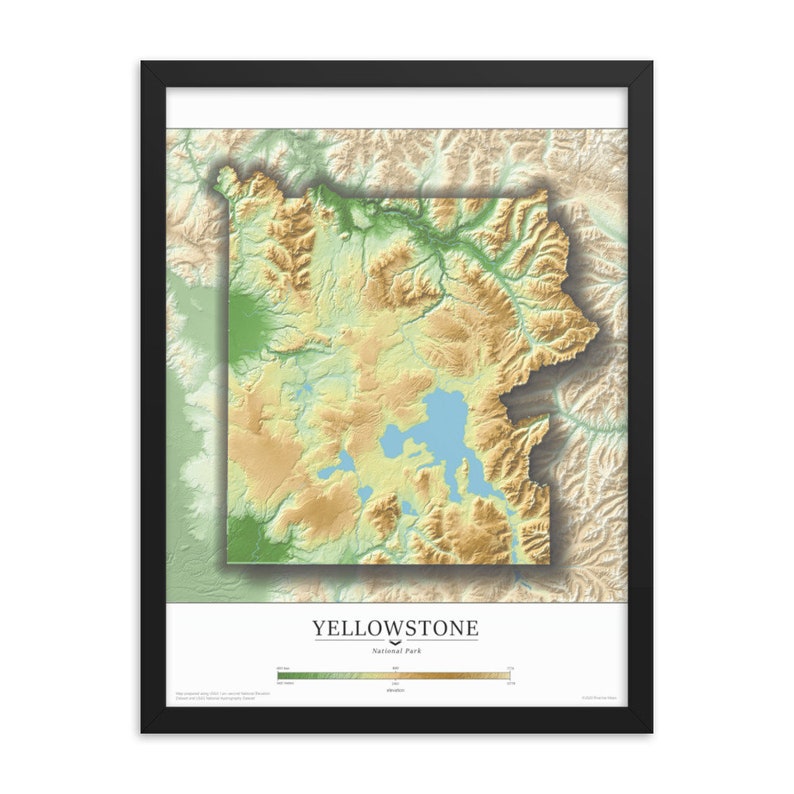 Yellowstone National Park Elevation Map Poster Print - Etsy