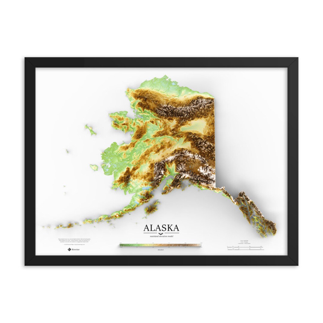Alaska Elevation Map Poster - Etsy