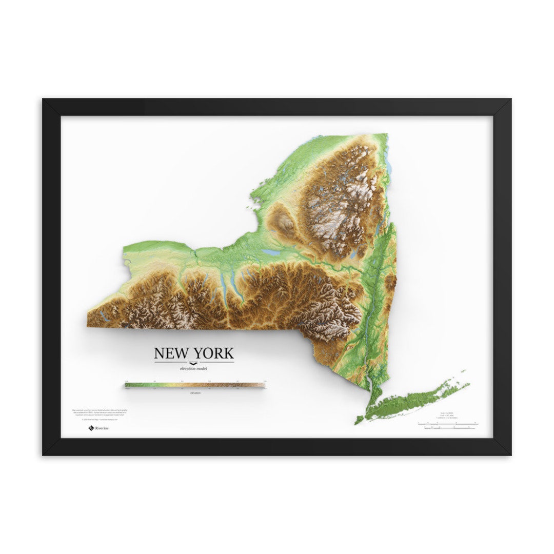 New York Elevation Map Poster - Etsy