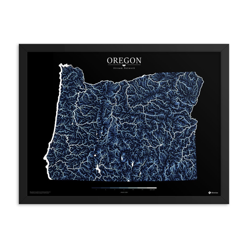 Oregon Hydrological Map Poster - Etsy