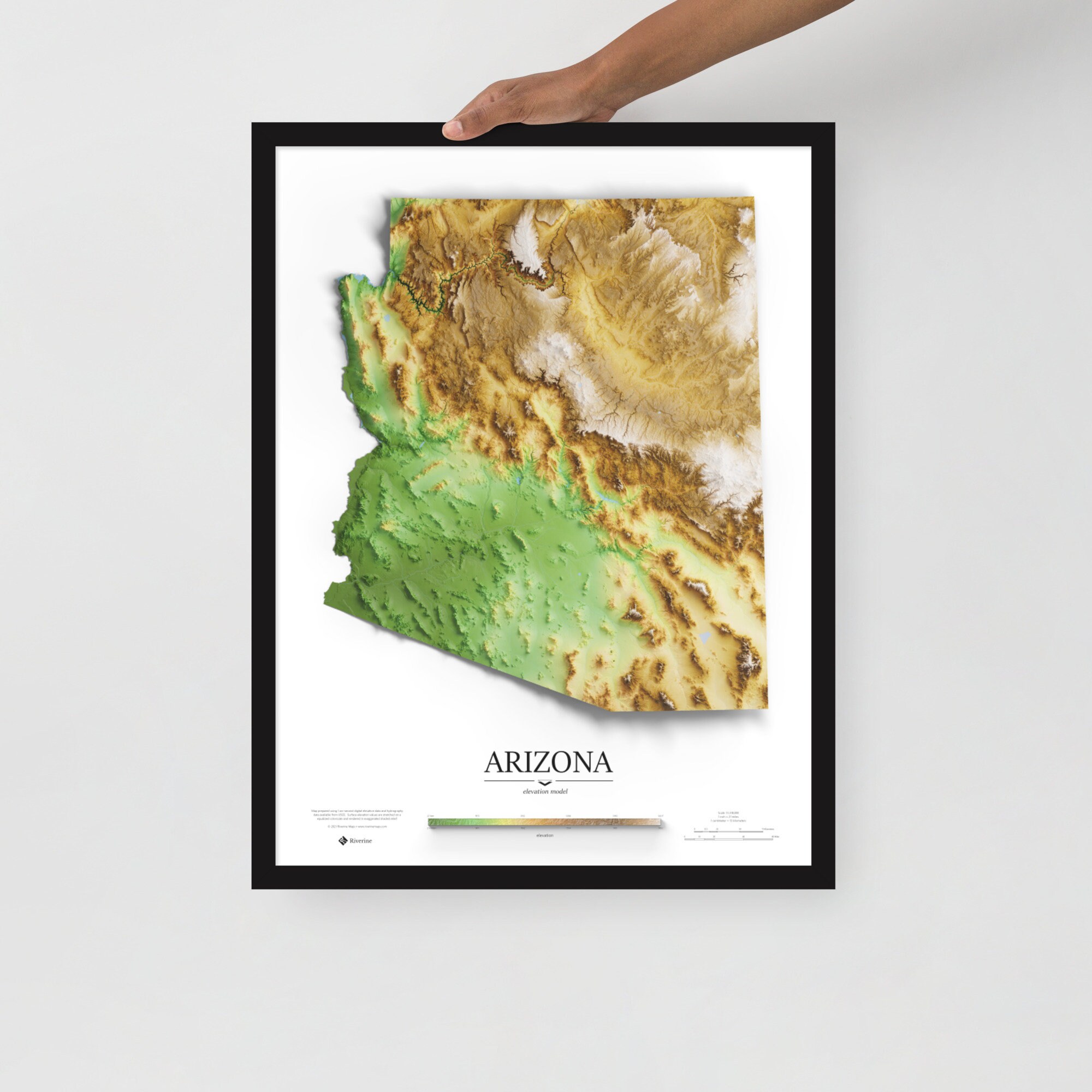 Arizona Elevation Map Poster - Etsy