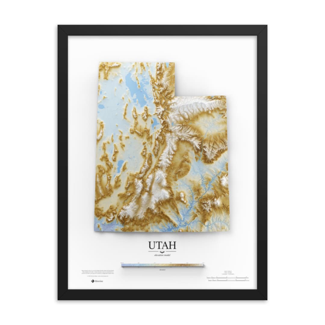 Utah Elevation Map Poster - Etsy