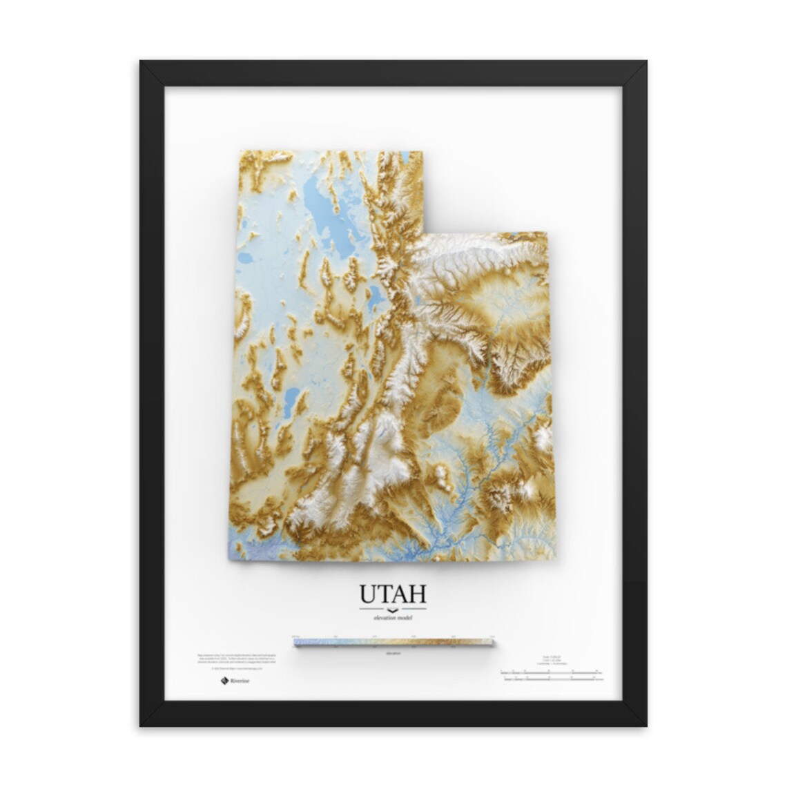 Utah Elevation Map Poster - Etsy