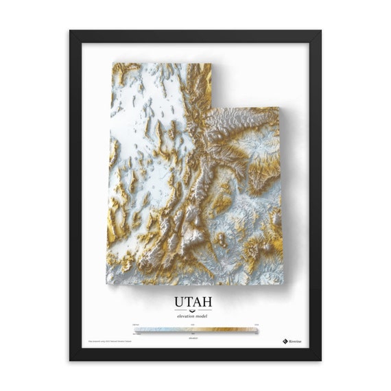 Utah Elevation Map Poster | Etsy