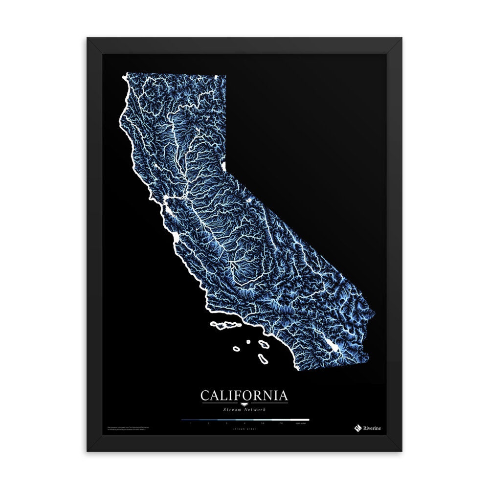 California Hydrological Map Poster - Etsy
