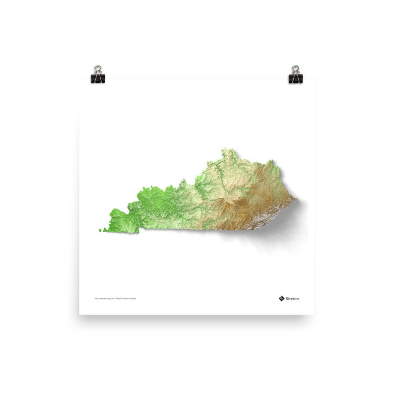 Kentucky Elevation Map Poster | Etsy