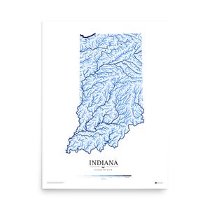 Indiana Hydrological Map Poster - Etsy