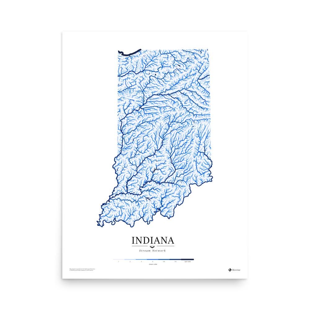 Indiana Hydrological Map Poster - Etsy