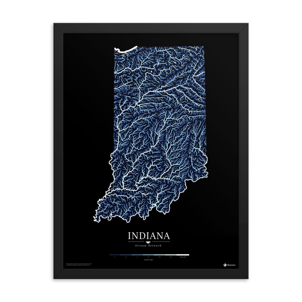 Indiana Hydrological Map Poster - Etsy
