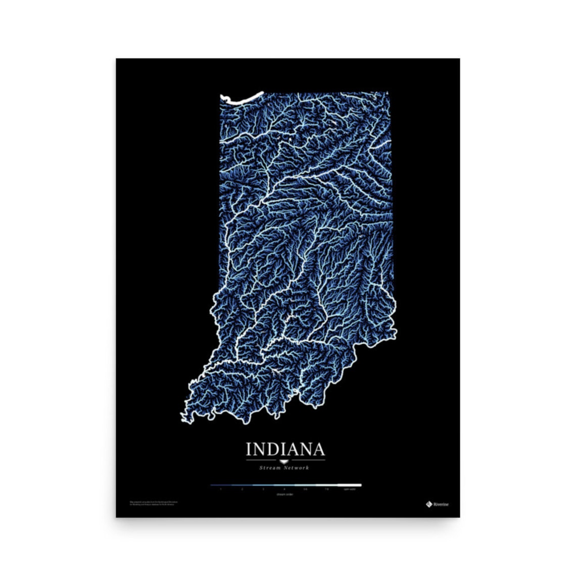 Indiana Hydrological Map Poster - Etsy