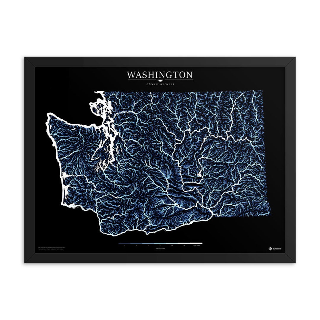 Washington Hydrological Map Poster - Etsy