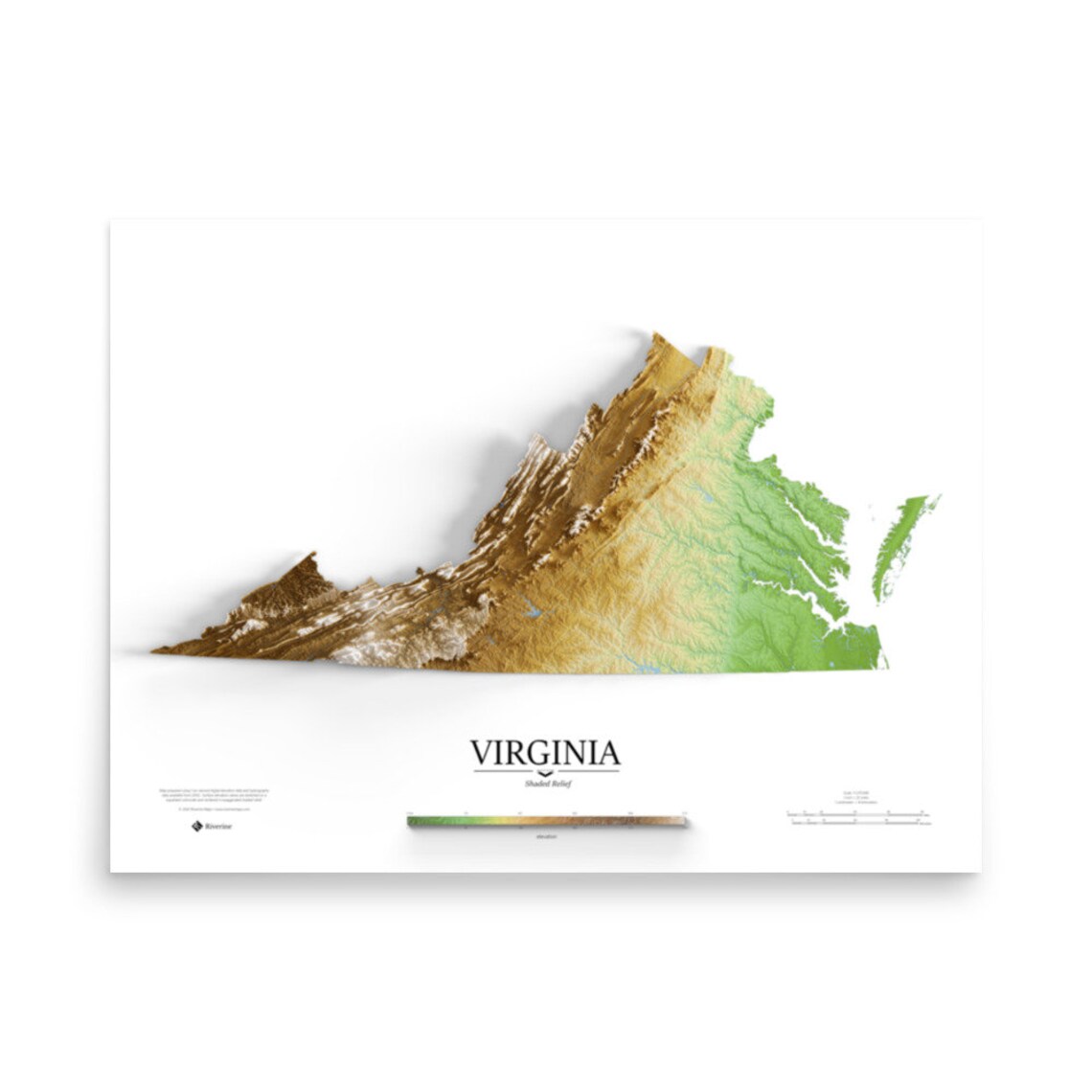 Virginia Elevation Map Poster - Etsy