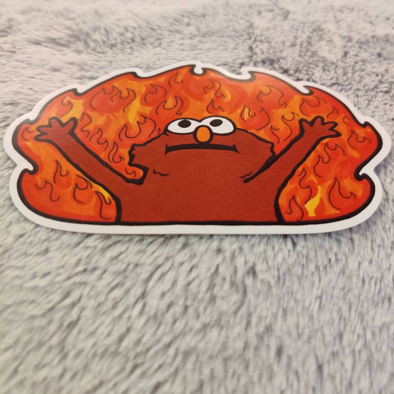 Hellmo Embrace the Chaos Elmo Meme Fan Art Sticker | Etsy