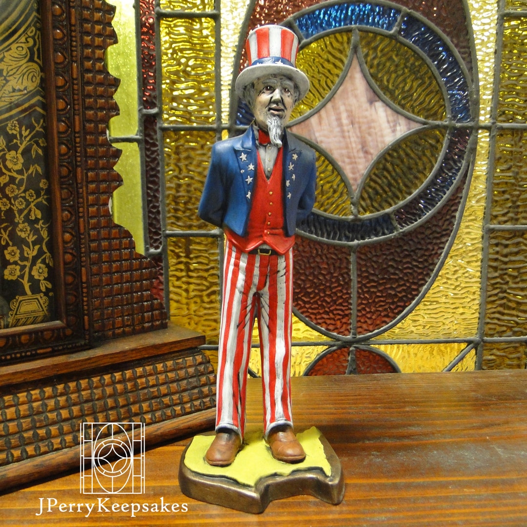 Uncle Sam Figurine, Hand Painted Ceramic Patriotic 4th of July Figure ...