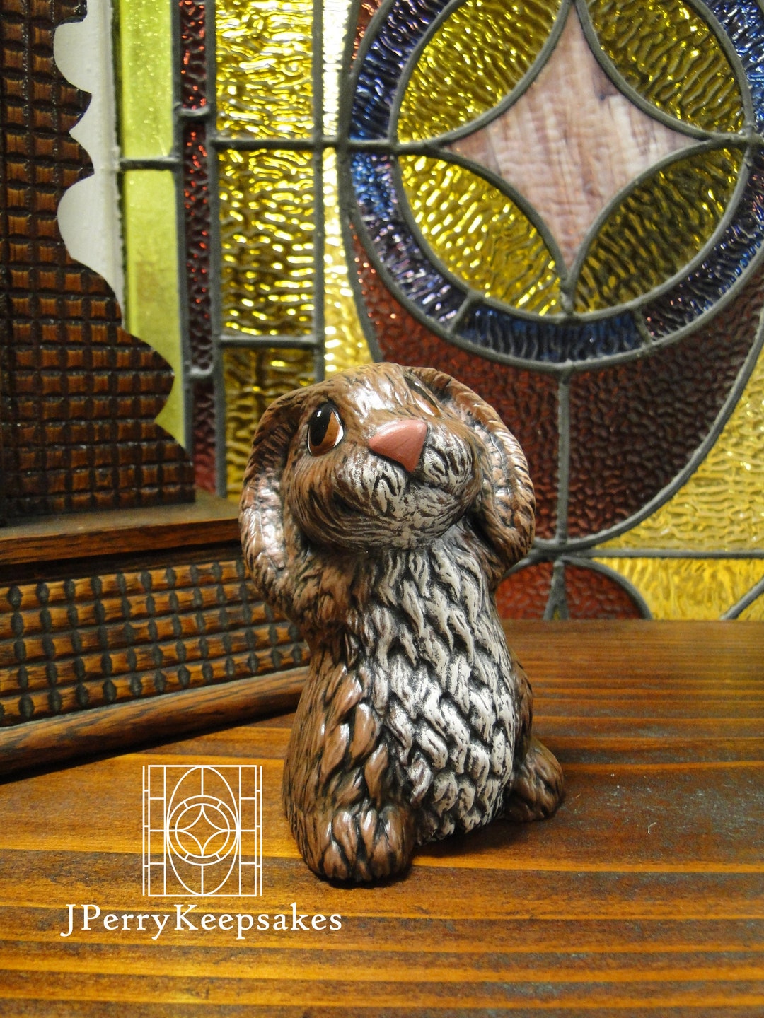 Bunny Rabbit With Paws Behind Back, Handcrafted Hand Painted Ceramic ...