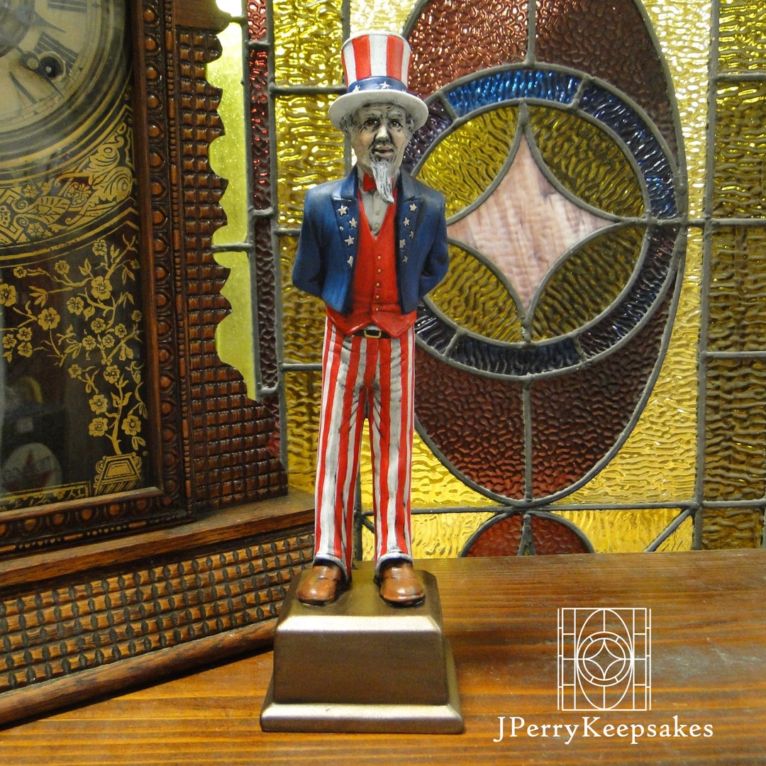 Uncle Sam Figurine, Hand Painted Ceramic Patriotic 4th of July Figure ...