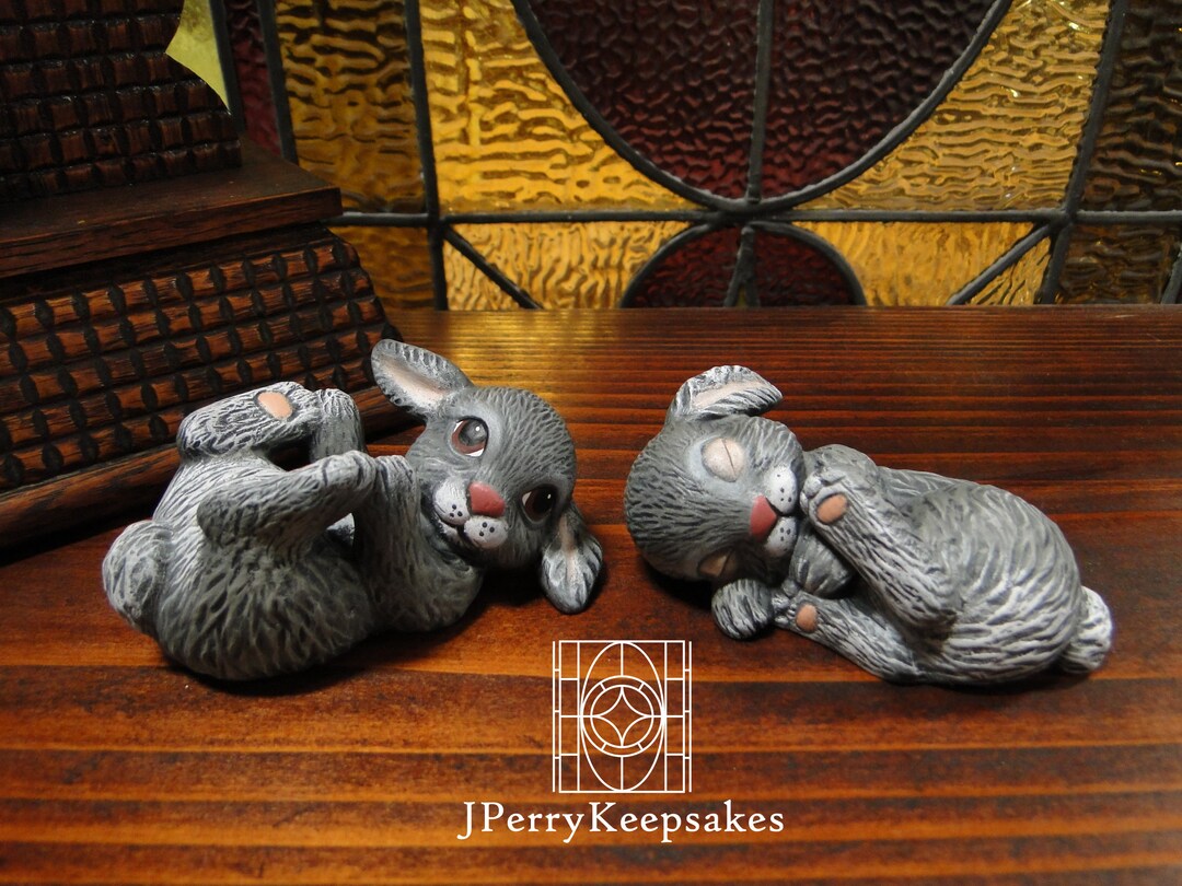 Cute Bunny Figurine Set, Easter Spring Decoration Figurine, Handcrafted ...