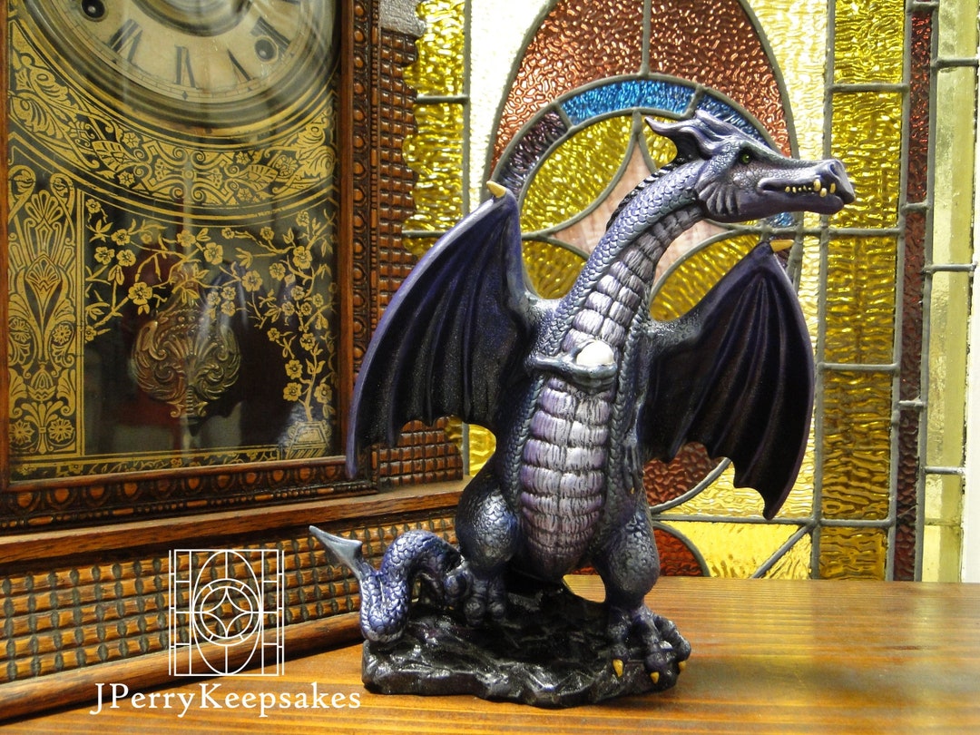 Purple Dragon Figurine, Hand Painted Ceramic Dragon Figurines Dragon ...