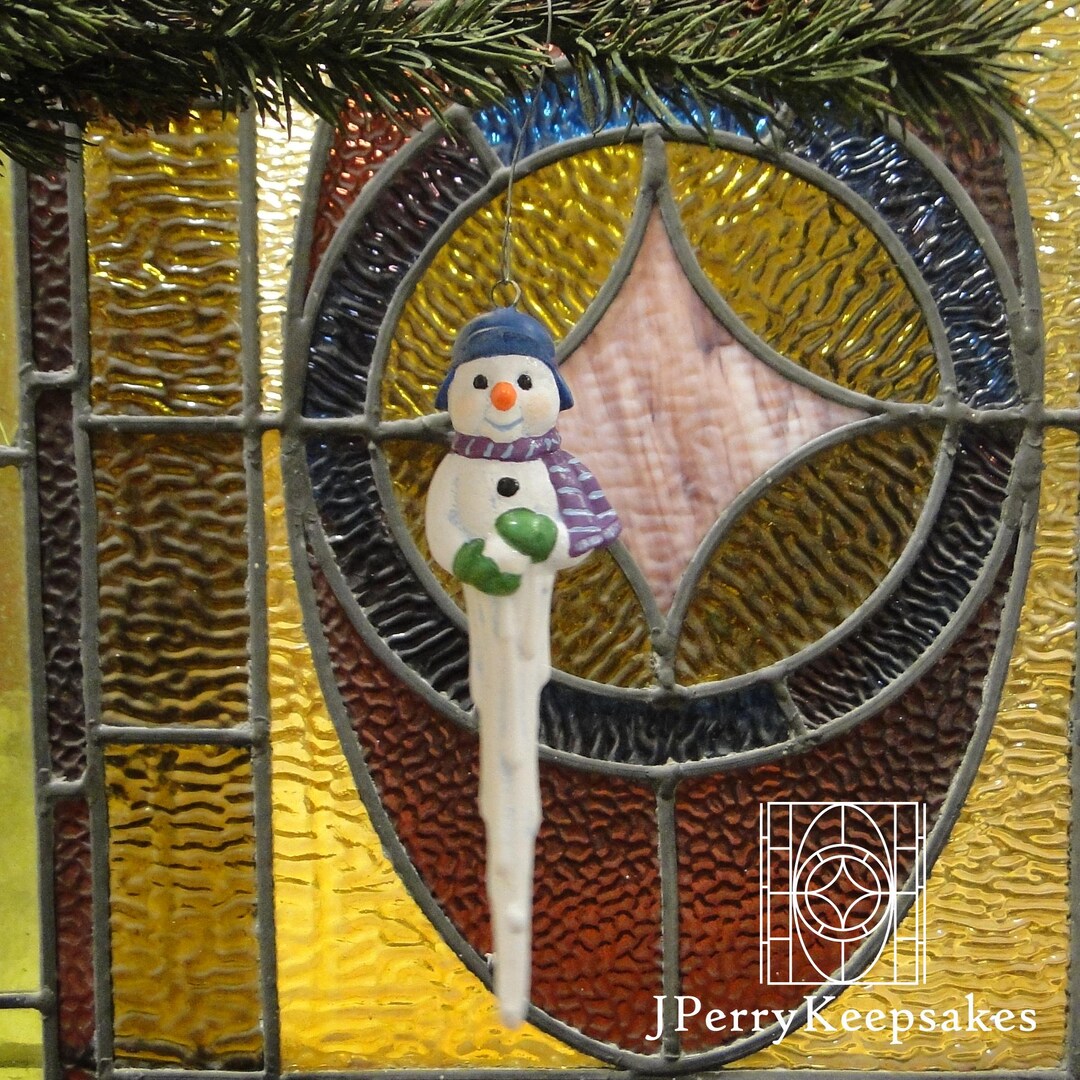 Snowman Snowkid Snowboy Icicle Ornament Set, Ceramic Christmas Stocking ...