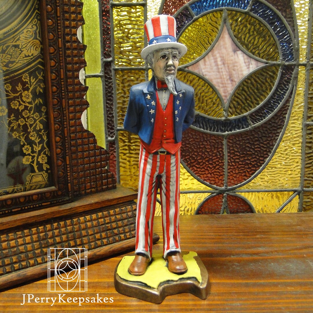 Uncle Sam Figurine, Hand Painted Ceramic Patriotic 4th of July Figure ...
