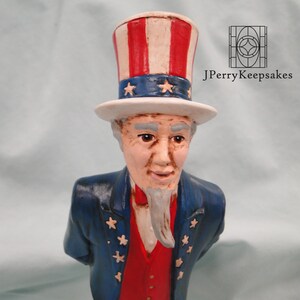 Uncle Sam Figurine, Hand Painted Ceramic Patriotic 4th of July Figure ...