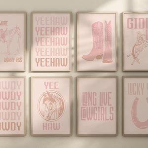 Coastal Cowgirl Wall Prints, Western Typography Wall Art, Pink Western ...