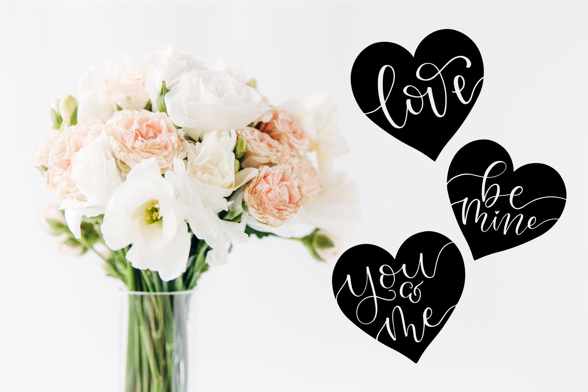 Valentine's Day SVG, Hand Lettered Hearts SVG, Be Mine Svg, You and Me ...