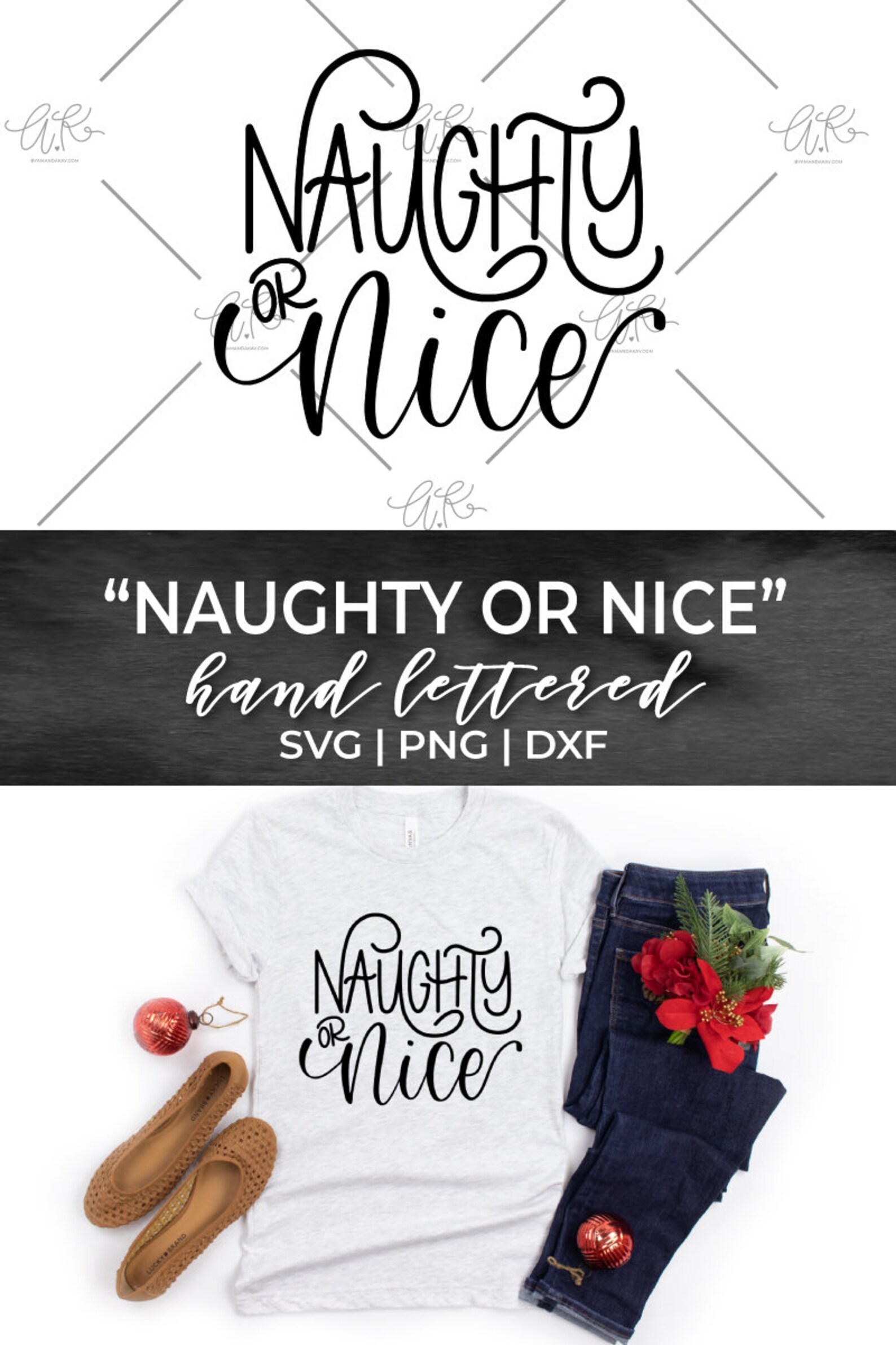 Naughty Or Nice Hand Lettered Svg Naughty Or Nice Cut File Craft File