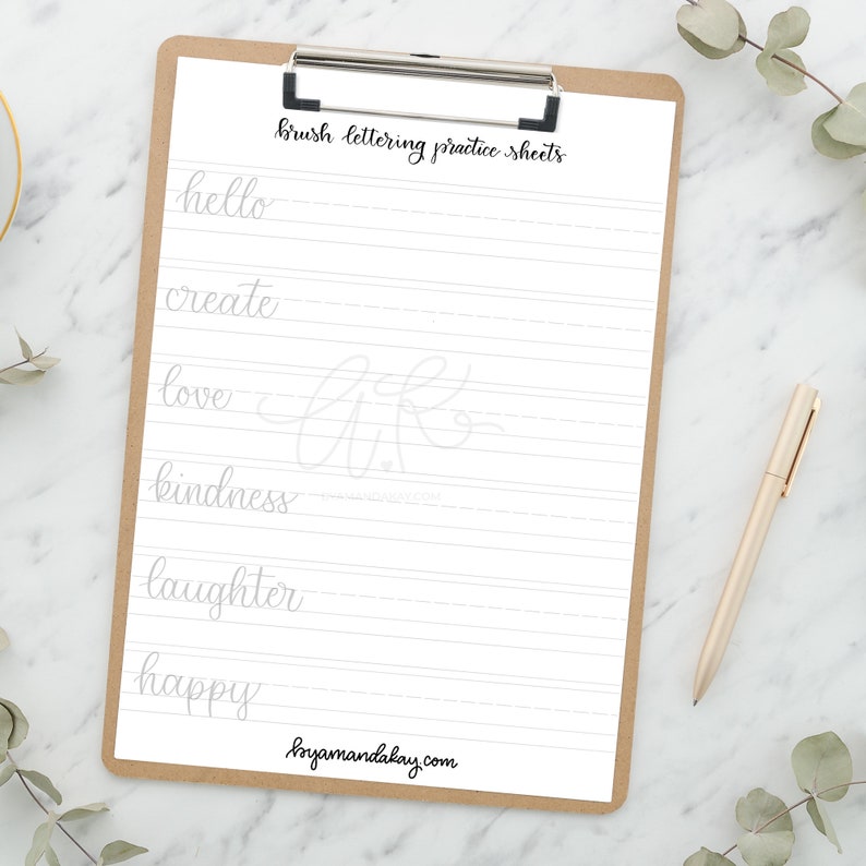 Brush Calligraphy Practice Sheets Calligraphy Worksheets | Etsy