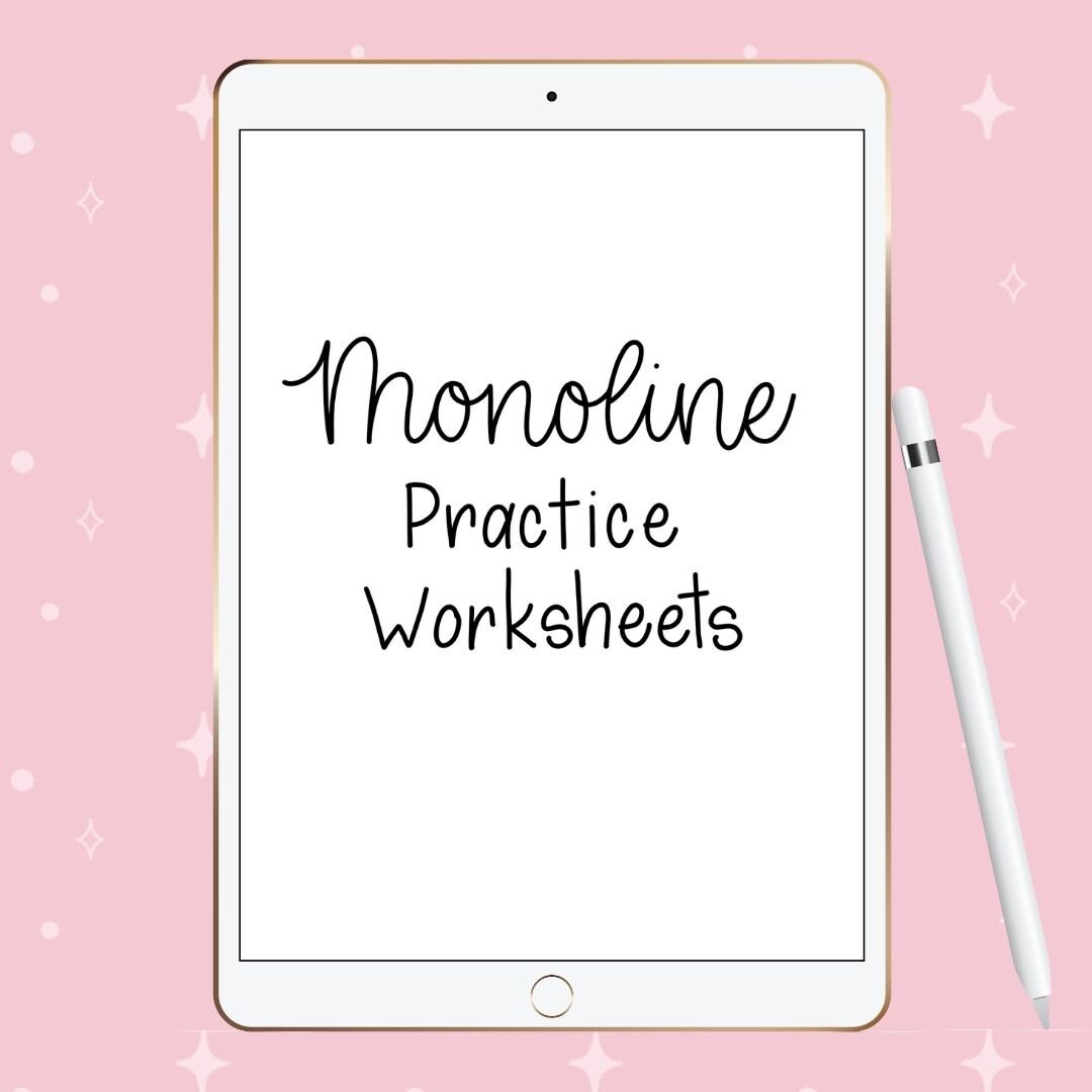 Monoline Hand Lettering Practice Sheets, Monoline Modern Calligraphy ...