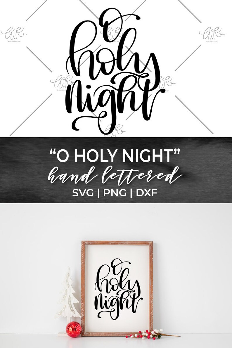 O Holy Night Hand Lettered SVG | O Holy Night SVG | Cut File | Craft ...