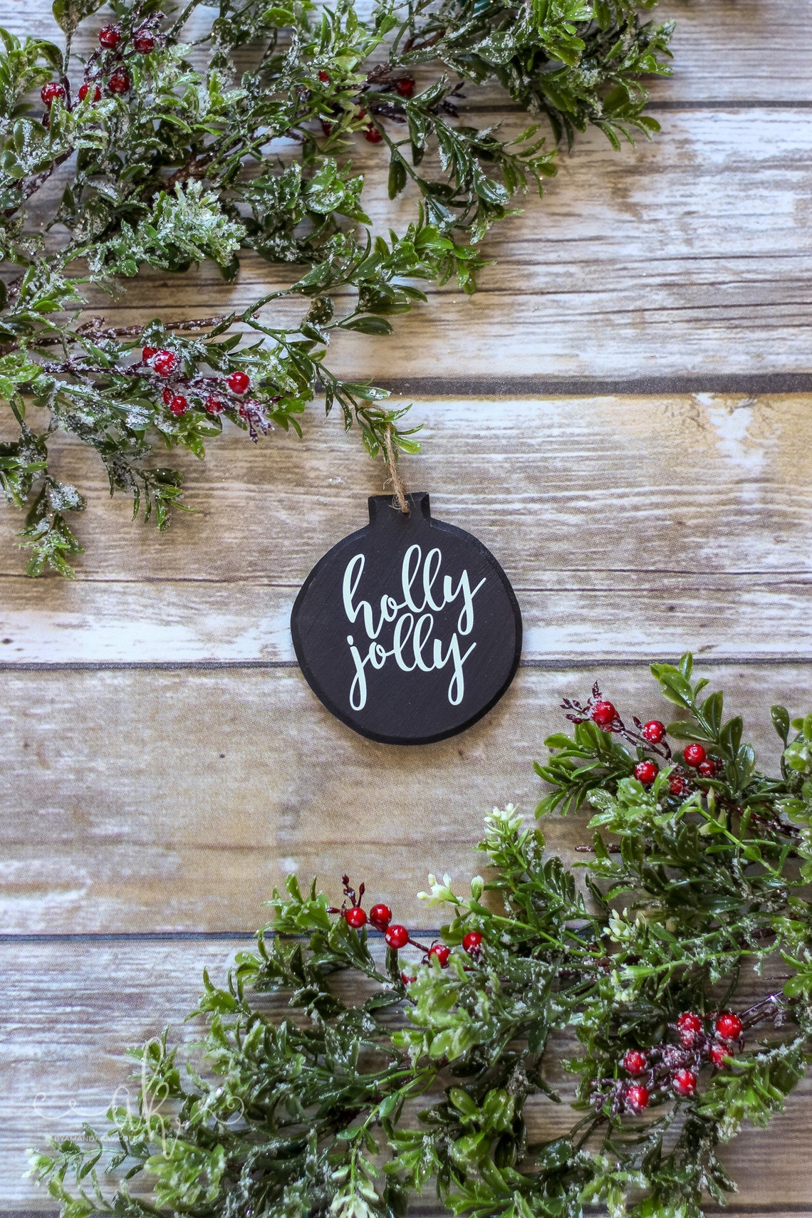 Holly Jolly Chalkboard Look Christmas Ornament Wood Christmas Ornament ...