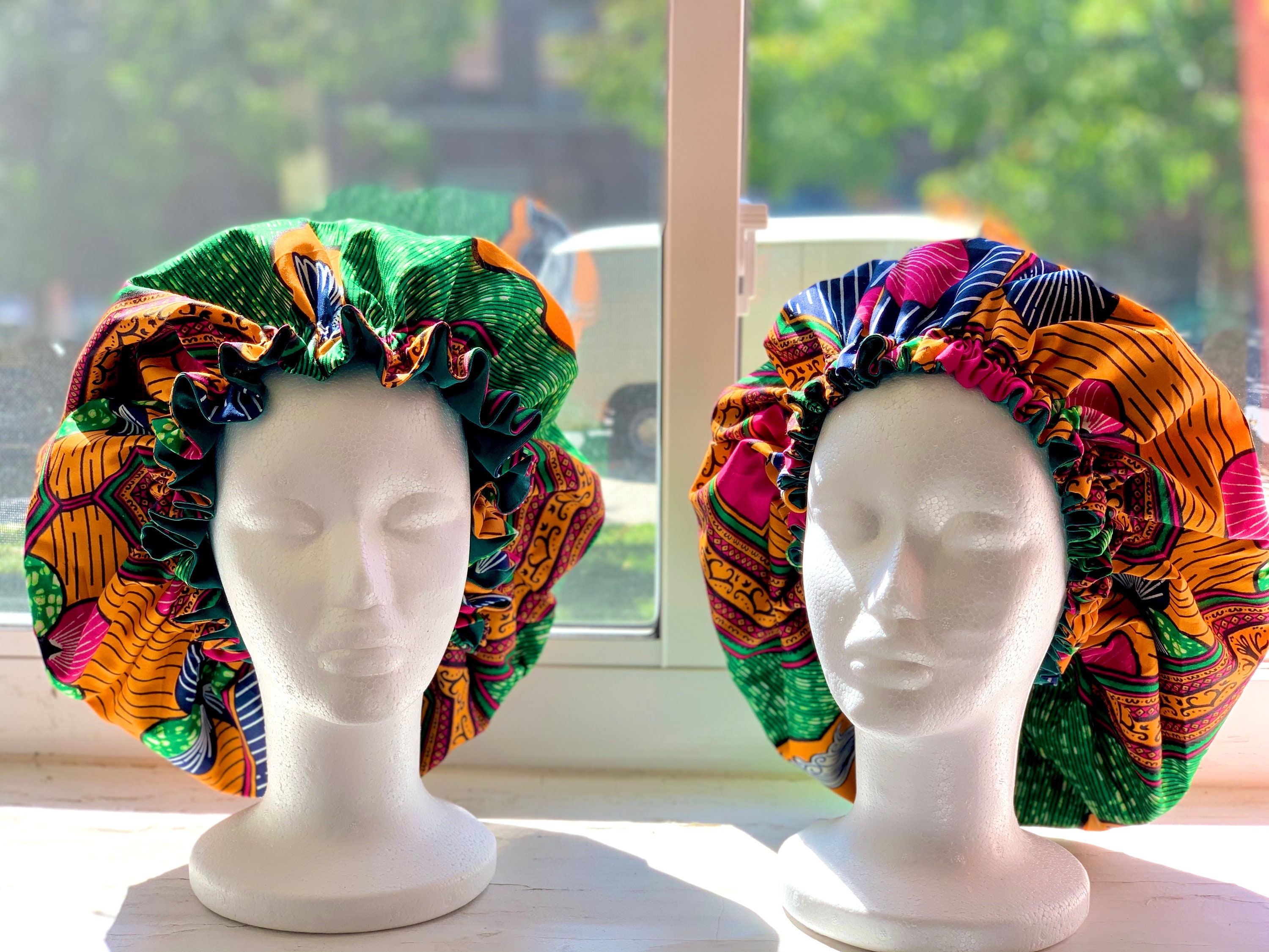 African Hair Bonnets African/ankara Silk Lined Bonnets - Etsy UK