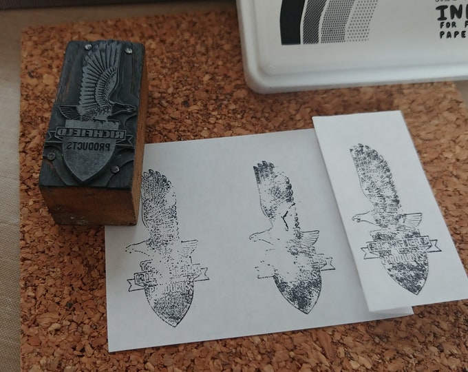 Vintage Richfield Products Metal Wood Stamp Printing Letter Press Block ...