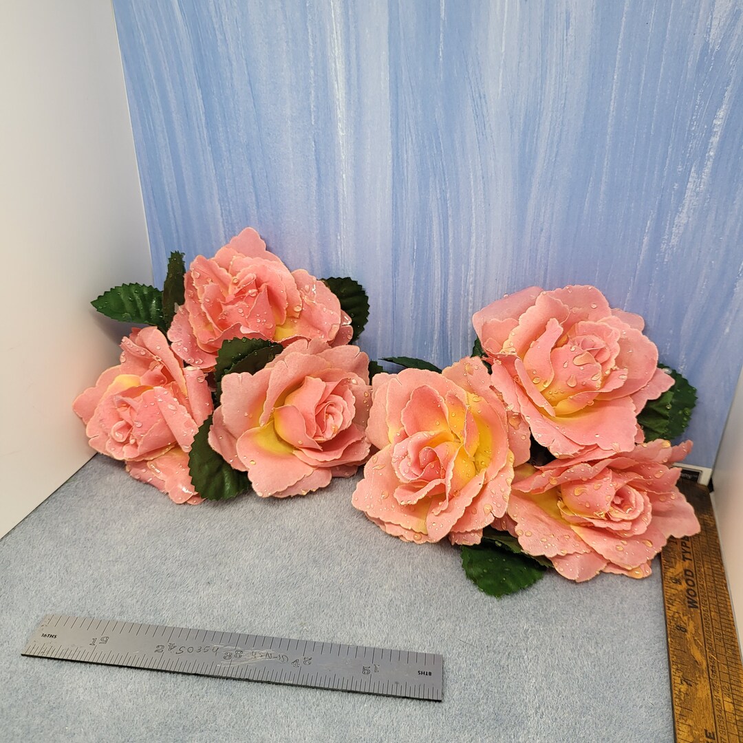 Peachy-pink Silk Faux Flower Candle Rings 1" Inch Candle Ring - Set of ...